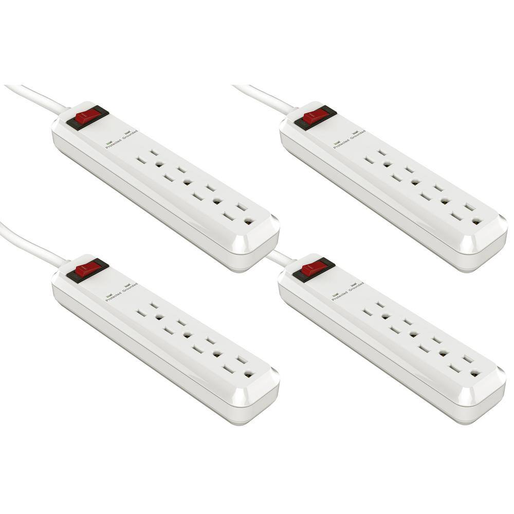 4 ft. 6-Outlet Power Strip with 45° Angle Plug (4-Pack) YLPT-90 - The ...