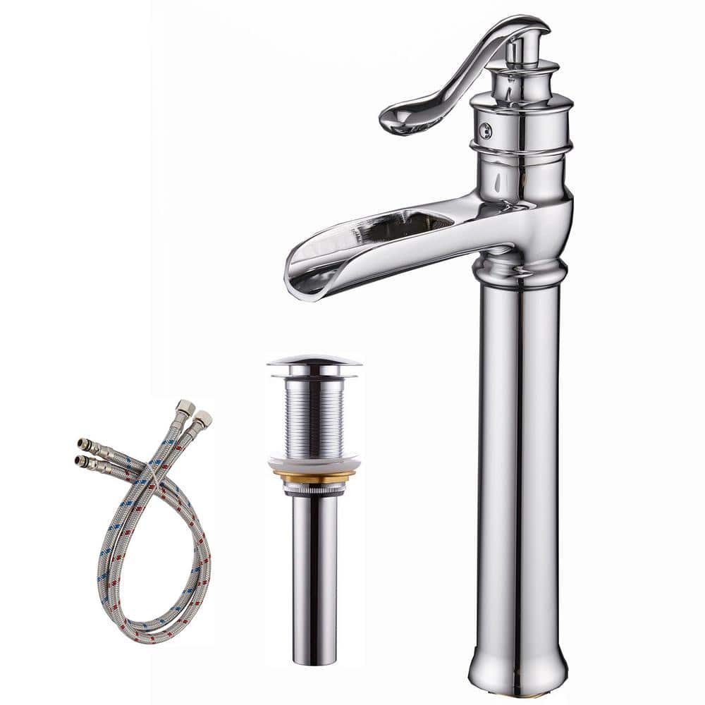 Kinwell Single Hole Single Handle Waterfall Bathroom Vessel Sink Faucet