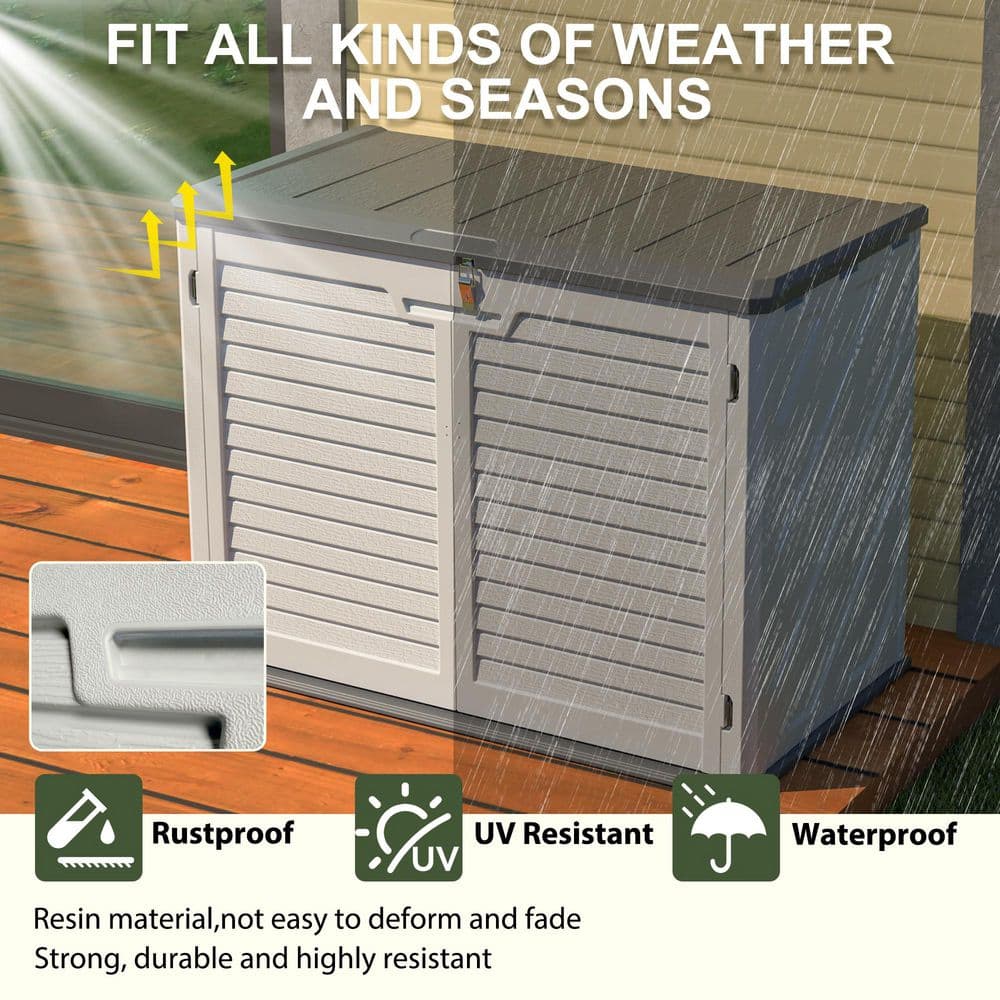 52.3 in. W x 29.7 in. D x 38.9 in. H White Plastic Lockable Outdoor ...