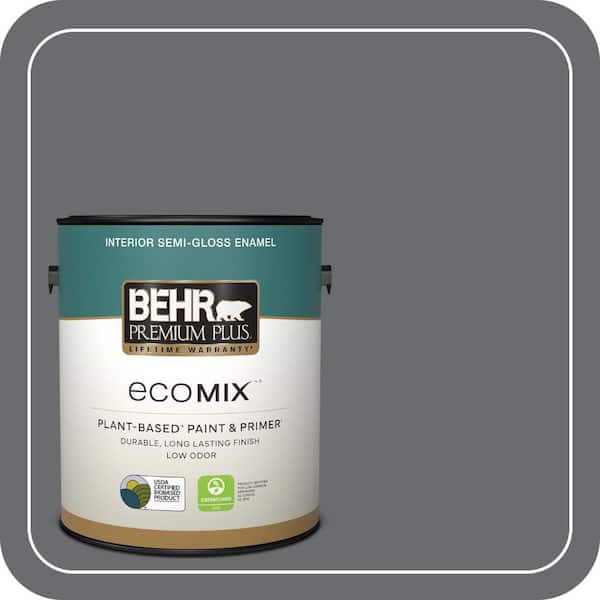 BEHR PREMIUM PLUS 1 gal. #770F-5 Dark Ash Semi-Gloss Enamel EcoMix ...