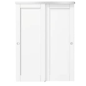 TENONER 60 in. x 80 in. (Double 30 in.), 3-Panel MDF White Painted Wood ...