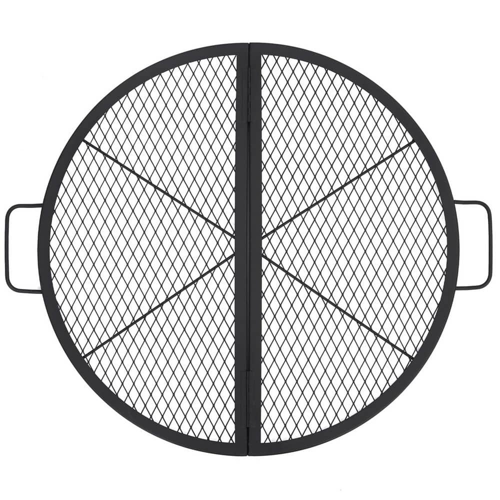 Garvee 36 in. Foldable Round Cooking Grate for Fire Pit, Cross-Marks ...