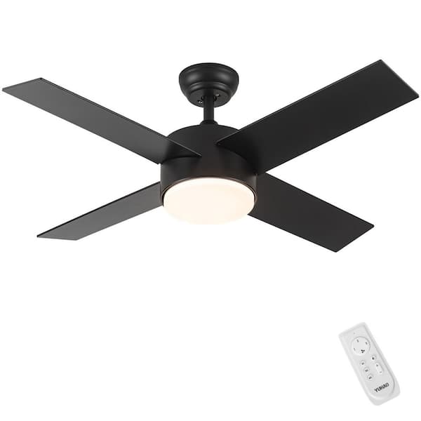 YUHAO 44 in. Indoor Integrated LED Black Ceiling Fans with Dimmable ...