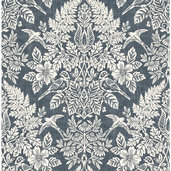 A-Street Prints Finch Blue Woodland Damask Wallpaper Sample 4173 ...