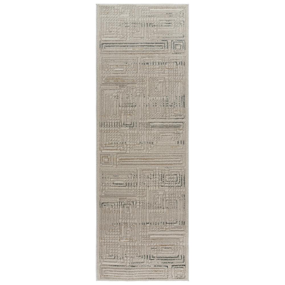 Gertmenian Trevi Vania Cream 3 ft. x 8 ft. Geometric High-Low Indoor ...