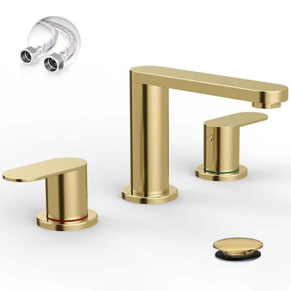 BWE 8 in. Waterfall Widespread 2-Handle Bathroom Faucet With Pop-up ...