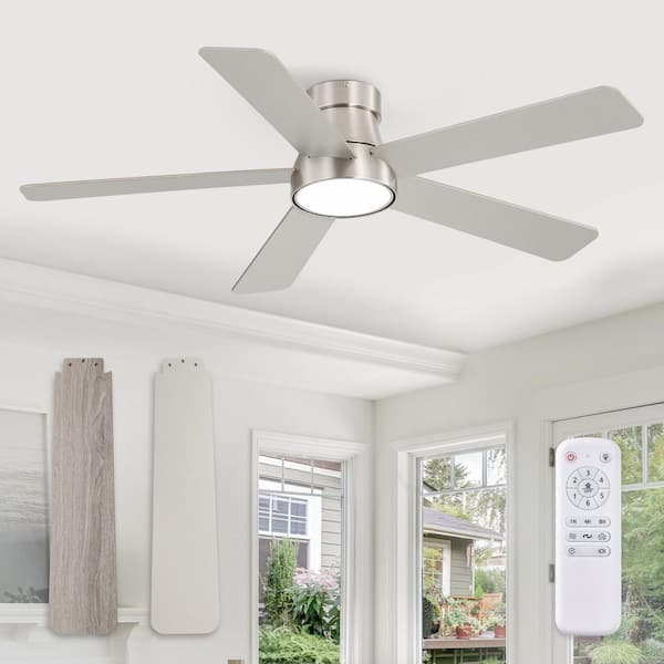 HINNIXY 48 in. Indoor Nickel Low Profile 6-Speed 3-Color Flush Mount ...