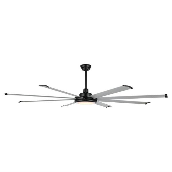 WINGBO 96 in. LED Indoor Black and Silver Ceiling Fan with Remote WBCF ...