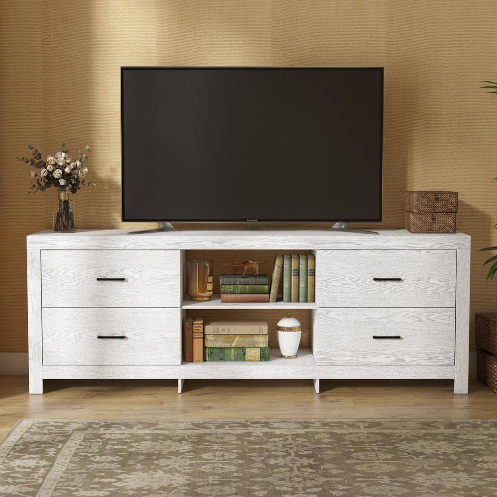 FUFU&GAGA Sturdy Gray Wood TV Stand Media Console Cabinet in American ...