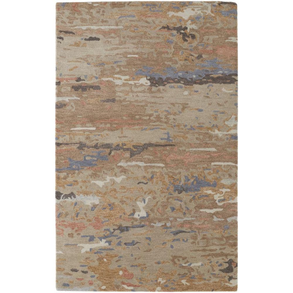 HomeRoots 2 ft. x 8 ft. Tan, Blue Abstract Area Rug 2000513611 - The ...