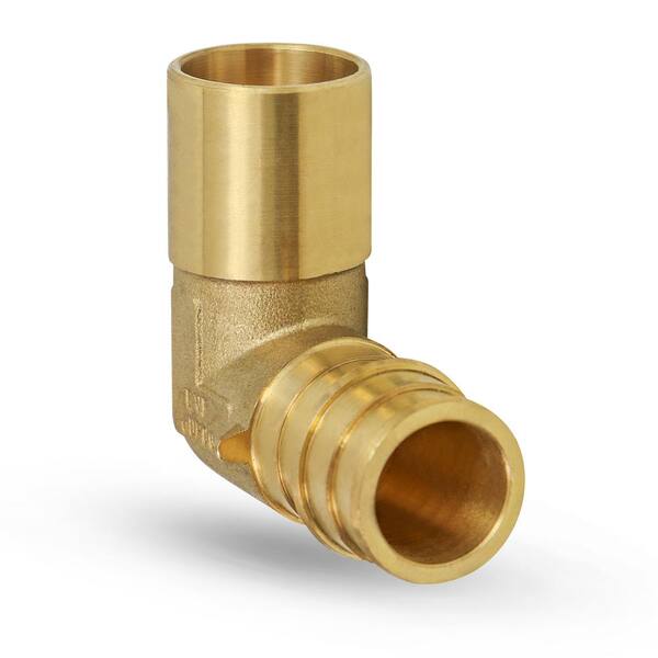 PLUMBFLEX 3/4 in. x 3/4 in. PEX A x Male Sweat Expansion Pex Elbow, Lead Free Brass 90° for Use ...