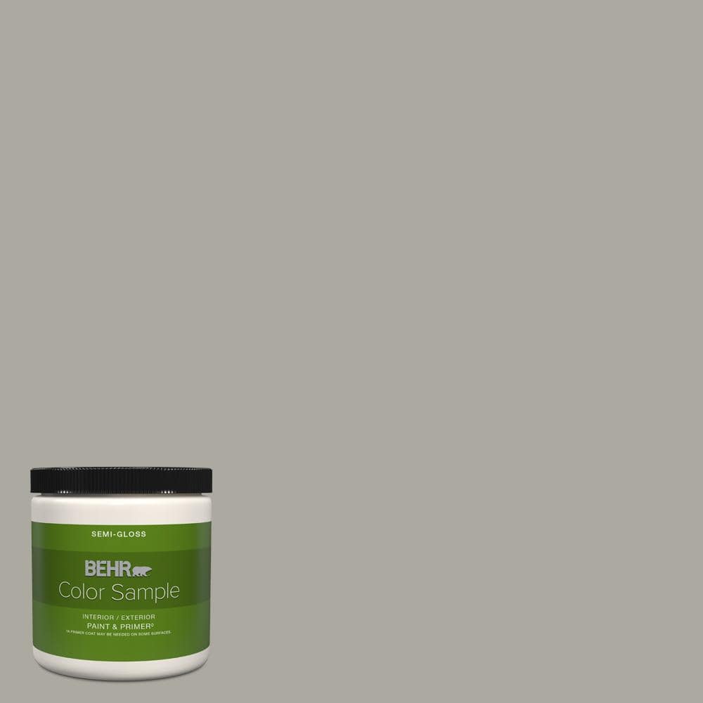 BEHR PREMIUM PLUS 8 oz. #N360-3 Still Gray Semi-Gloss Interior/Exterior ...