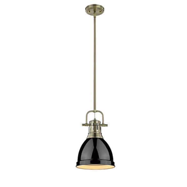Golden Lighting Duncan 100-Watt 1-Light Aged Brass Pendant Light with ...