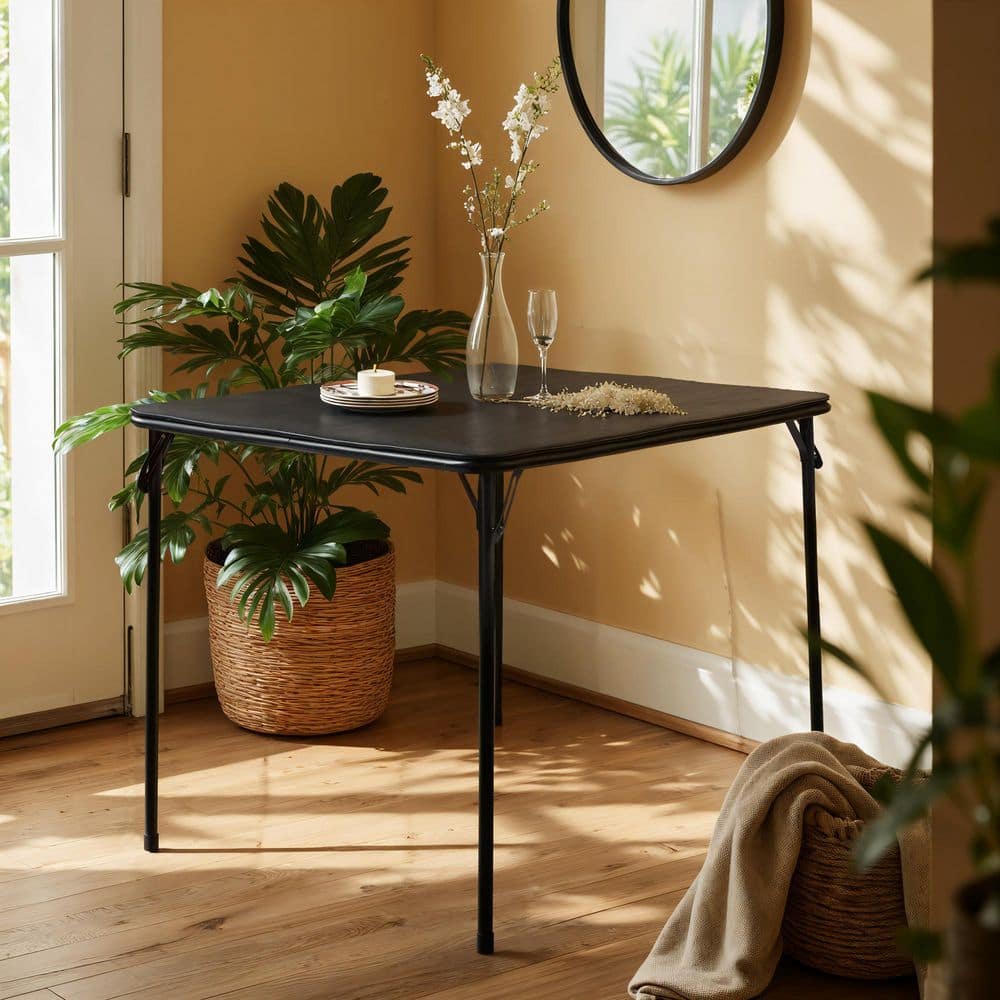 Homy Casa FERNCO 34 in. Black Rectangle Plastic Top Console Table ...