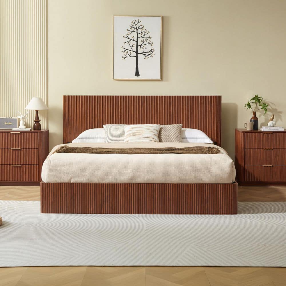 Noble House Spirited Country Rustic Walnut Brown Finish Wood Frame King ...