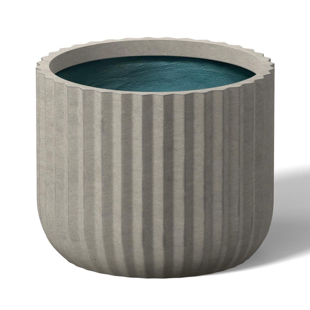 Morrava 14.5 in. Large Light Gray(Premium Inner) Concrete Round Planter ...