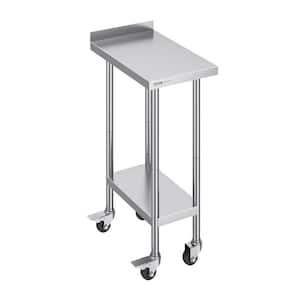 SVOPES 24 x 18 x 38 in. Stainless Steel Work Table with 4 Wheels, 3 ...