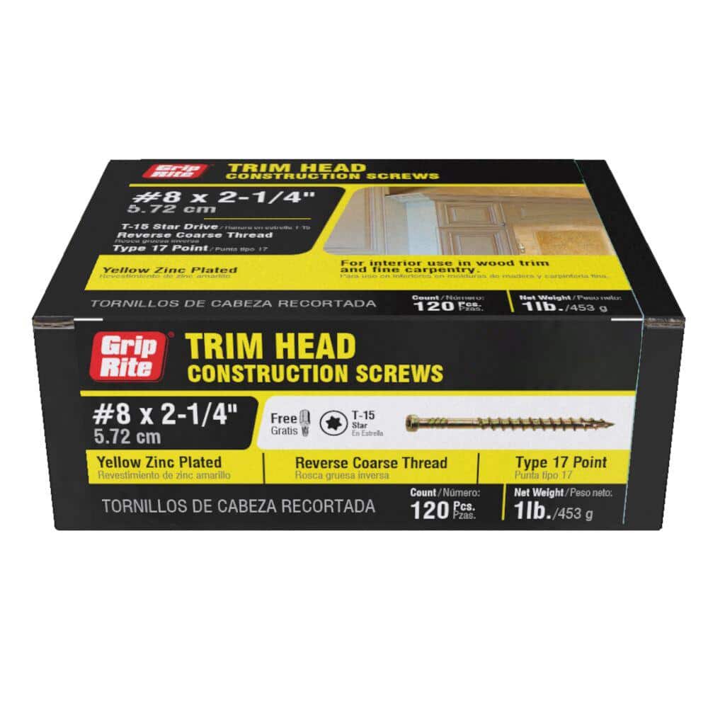 Reviews for Grip-Rite #8 x 2-1/4 in. Star Drive Trim Head Coarse Thread ...