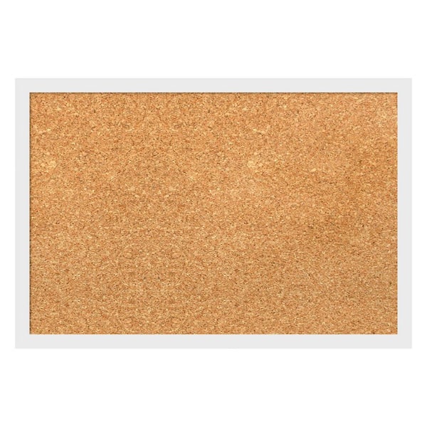 Amanti Art Incline White 19 in. x 13 in., Wood Framed Natural Cork Memo ...