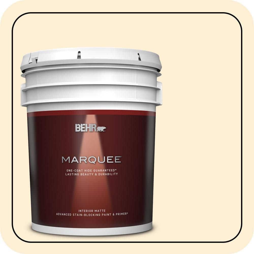 BEHR MARQUEE 5 gal. #310A-1 Ivory Invitation Matte Interior Paint ...