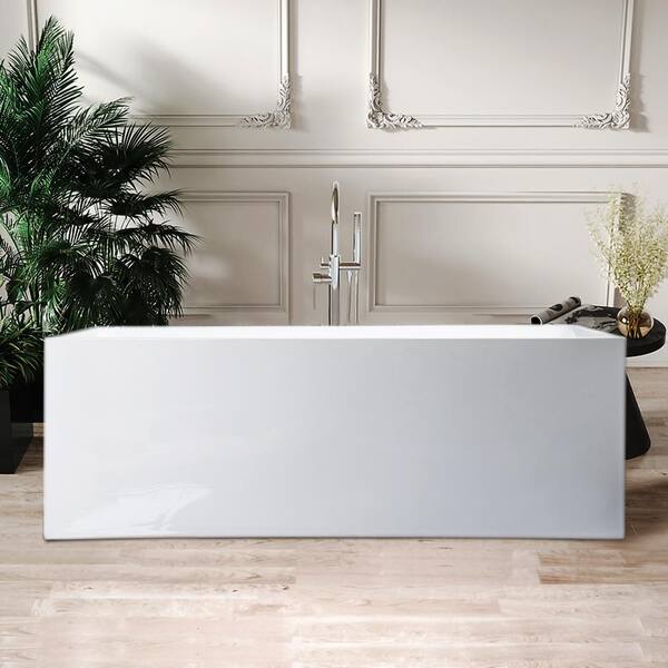 satico 55 in. Acrylic Rectangle Shape Flatbottom Non-Whirlpool Bathtub ...