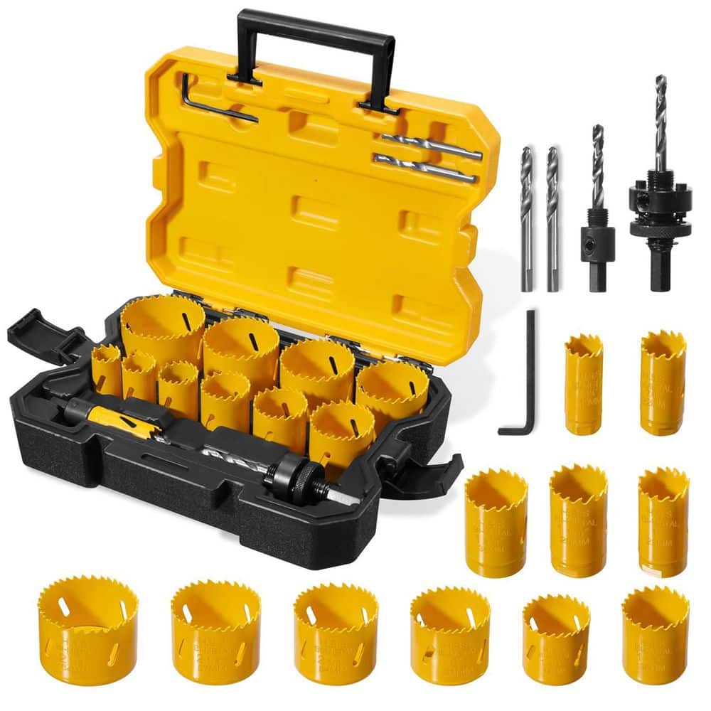 Bi-Metal Hole Saw Kit 3/4-2-1/2 M42 Steel 18-Piece Set with Mandrels ...