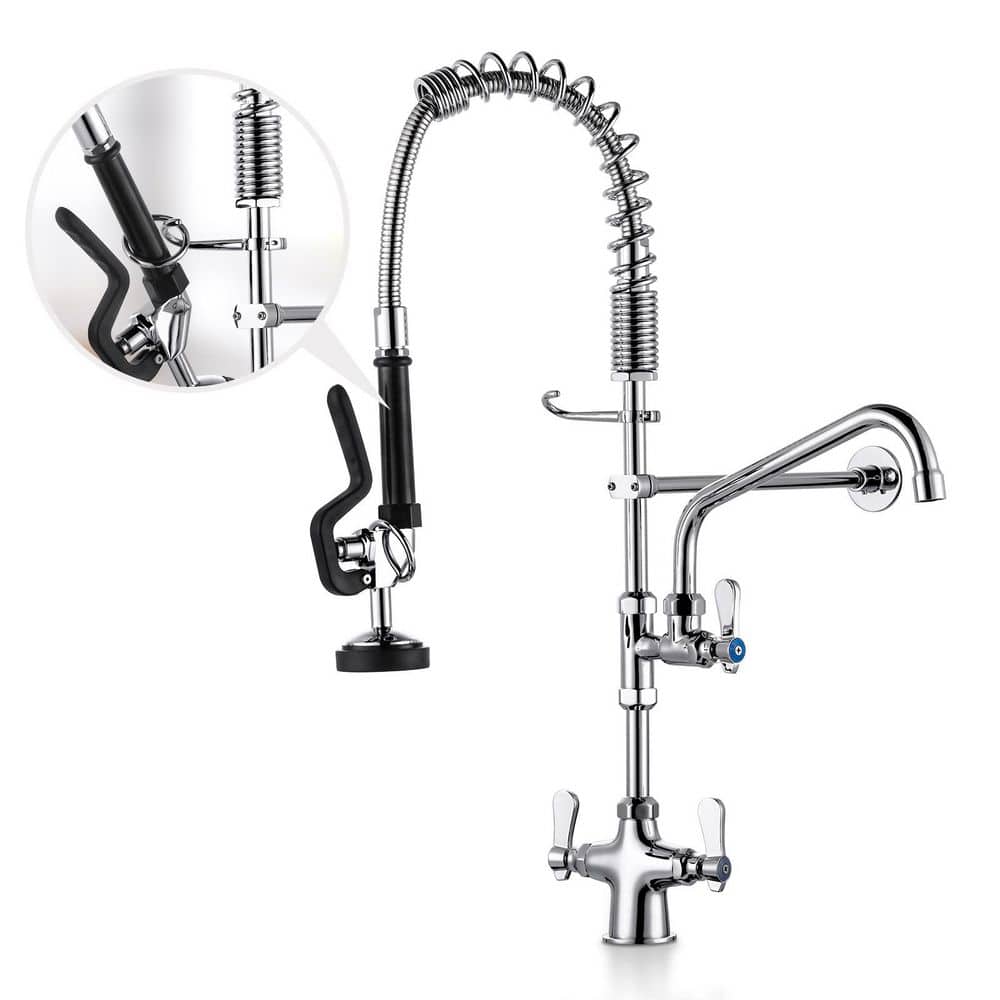 VEVETTA Polished Chrome Commercial Triple Handle Kitchen Faucets with ...