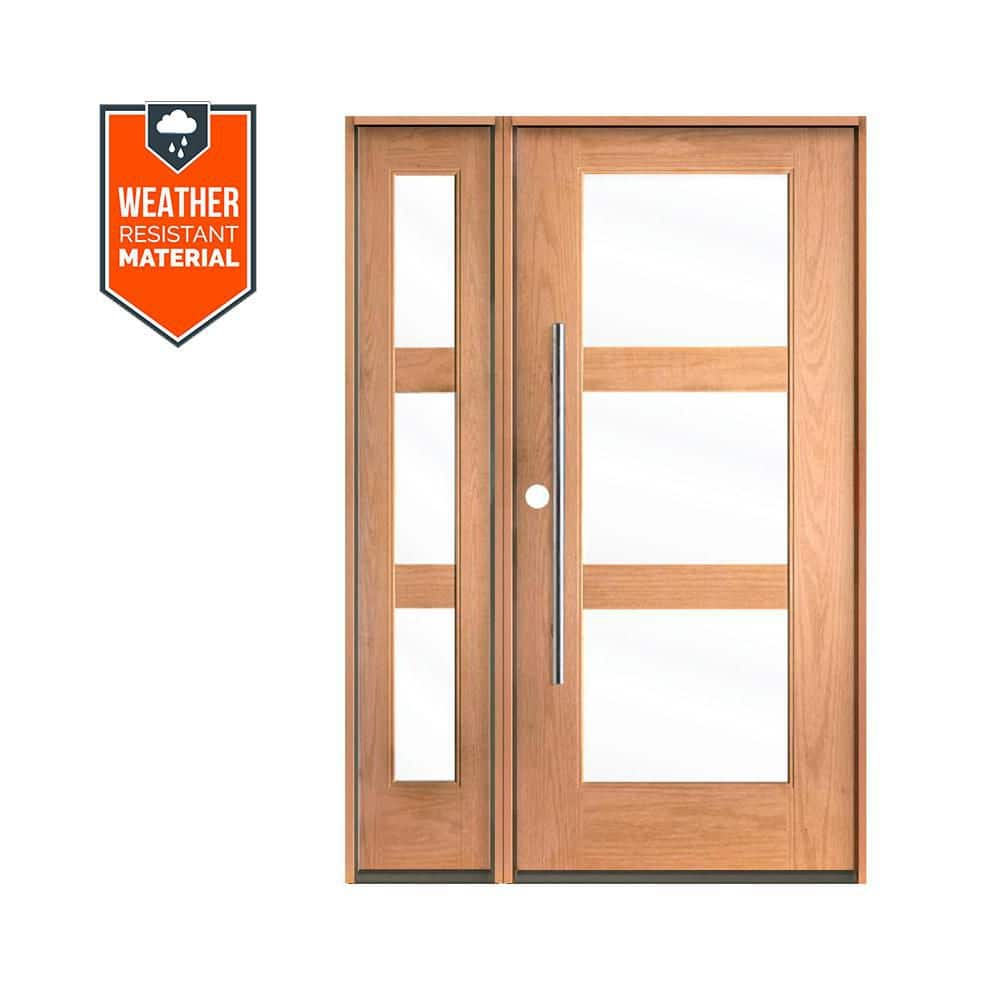 Krosswood Doors Modern Faux Pivot 50 in. x 79 in. 3-Lite Right-Hand ...