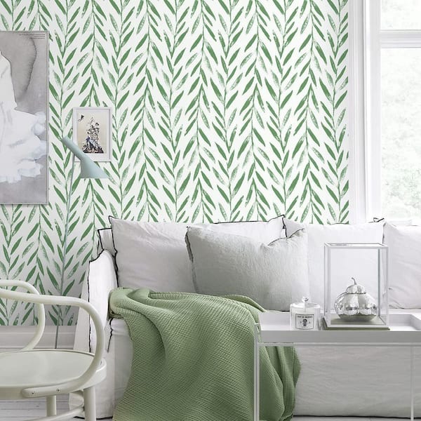 Green and White Leaf Contact Paper Peel and Stick Wallpaper Roll ...