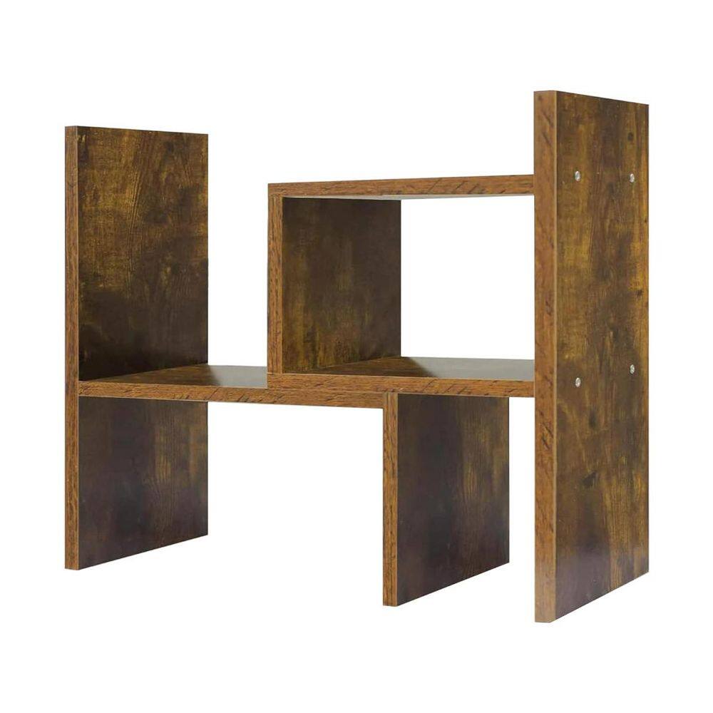 Brown 22 in. x 15.5 in. Wood Modern Adjustable Desk Display Shelf ...
