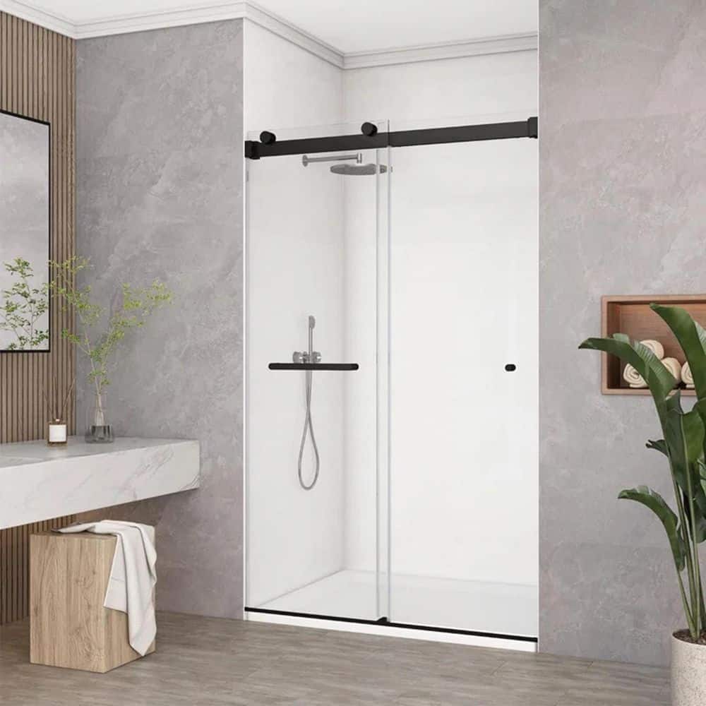 Bathlink 47 - 48 in. W x 76 in. H Double Sliding Frameless Shower Door ...