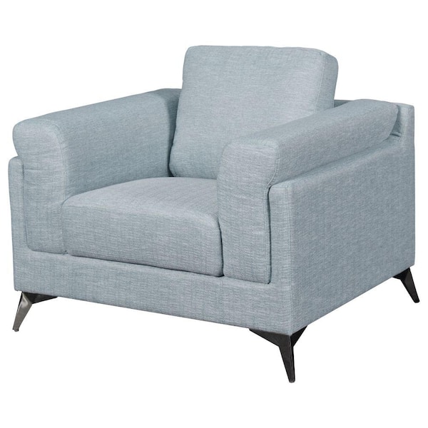 Benjara Blue Fabric Arm chair with Flat Angular Legs BM220448 - The ...