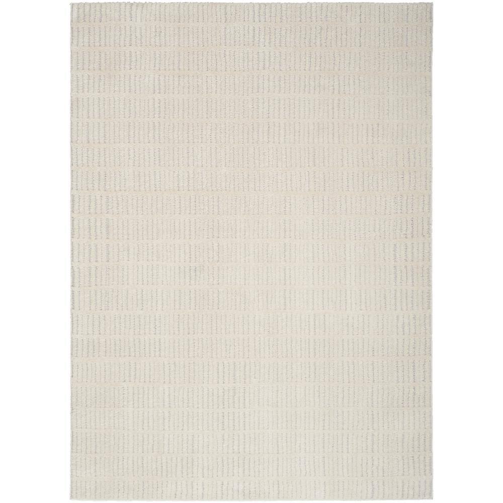 Nourison Cozy Modern Ivory Grey 9 ft. x 12 ft. Linear Contemporary Area ...