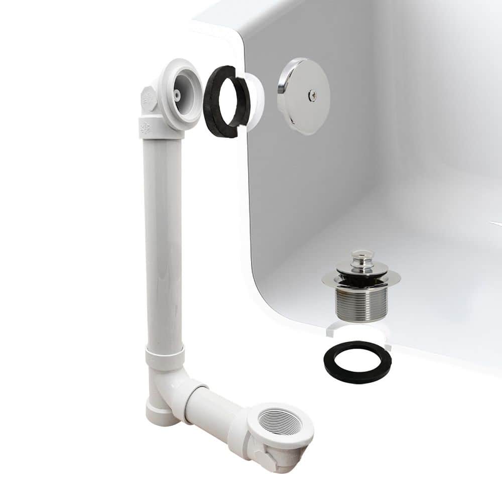 Westbrass 14 in. Sch 40 PVC Bath Waste and Overflow Assembly 1-Hole ...