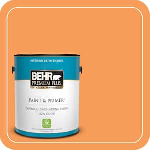 BEHR PREMIUM PLUS 8 oz. #P220-6 Bergamot Orange Flat Interior/Exterior ...