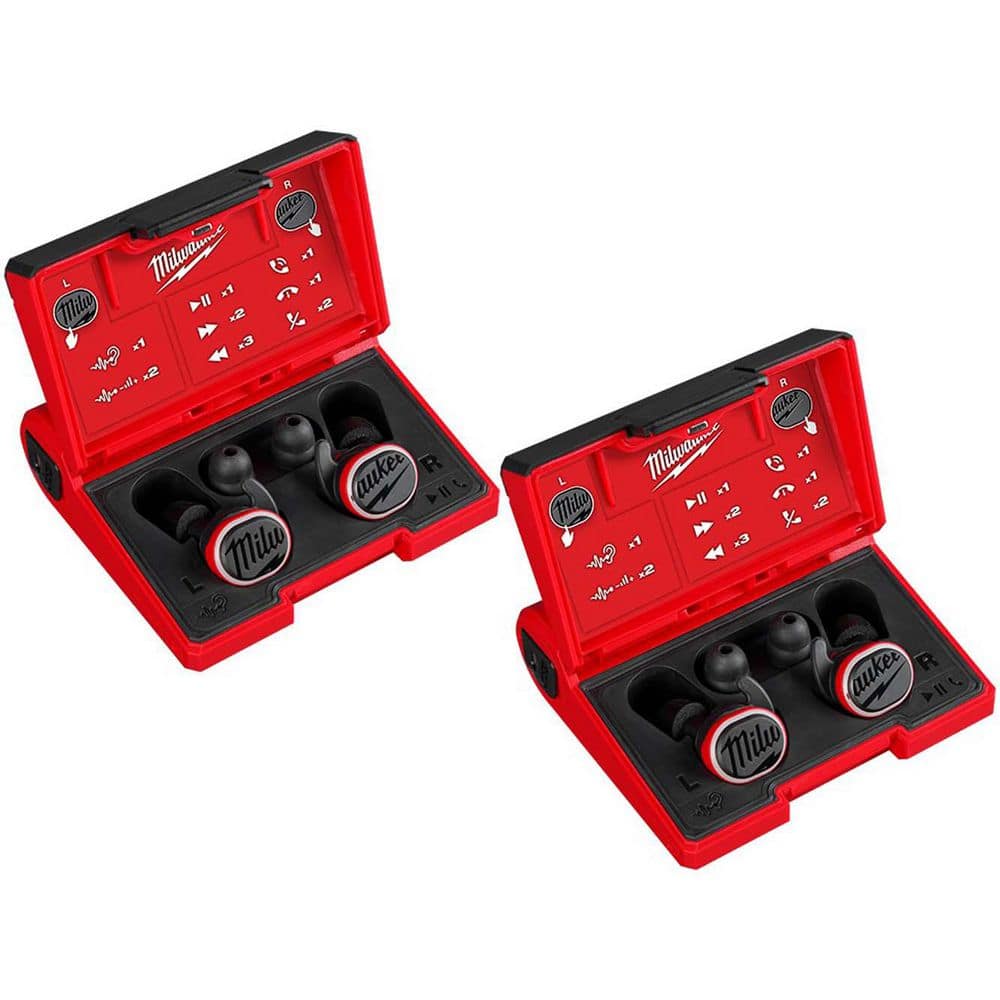 Milwaukee REDLITHIUM USB Red Wireless Bluetooth Noise Cancelling Earbud ...