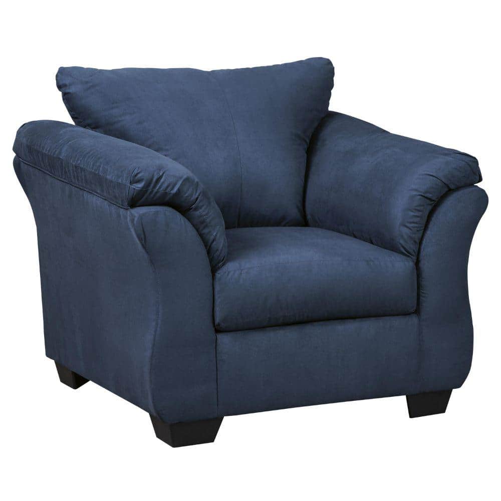 Benjara Blue Fabric Arm chair with Pillow Top Flared Armrests BM209683 ...