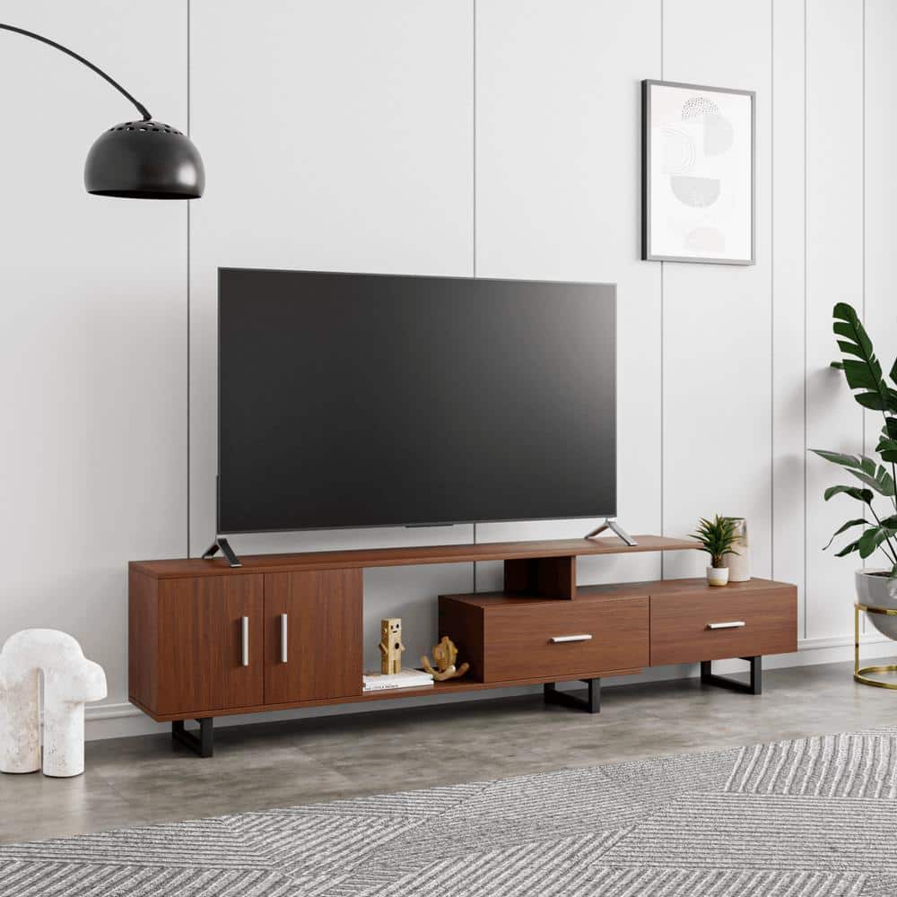 Leisuremod Avery Mid Century Modern Rectangular TV Stand with MDF Wood ...