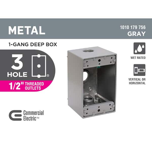 Commercial Electric 1-Gang Metal Weatherproof Deep Electrical Outlet ...