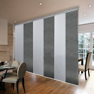 EMOH Extendable 58 in. to 110 in. W x 94 in. L Metallic Greyscale ...
