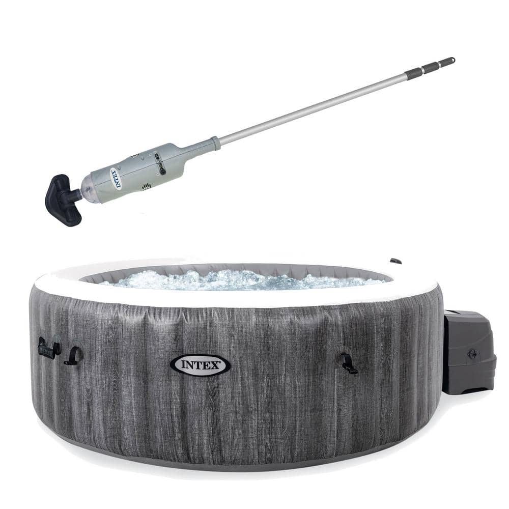Intex Handheld Vacuum Pool Vacuum with 4-Person Inflatable Hot Tub in ...