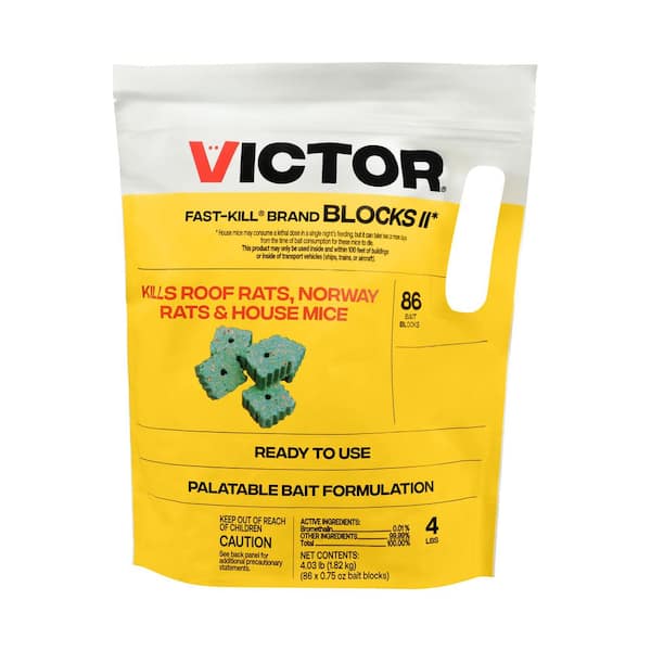 Victor 4LB Fast-Kill Heavy-Duty Easy-to-Use Rodenticide Bait Blocks ...