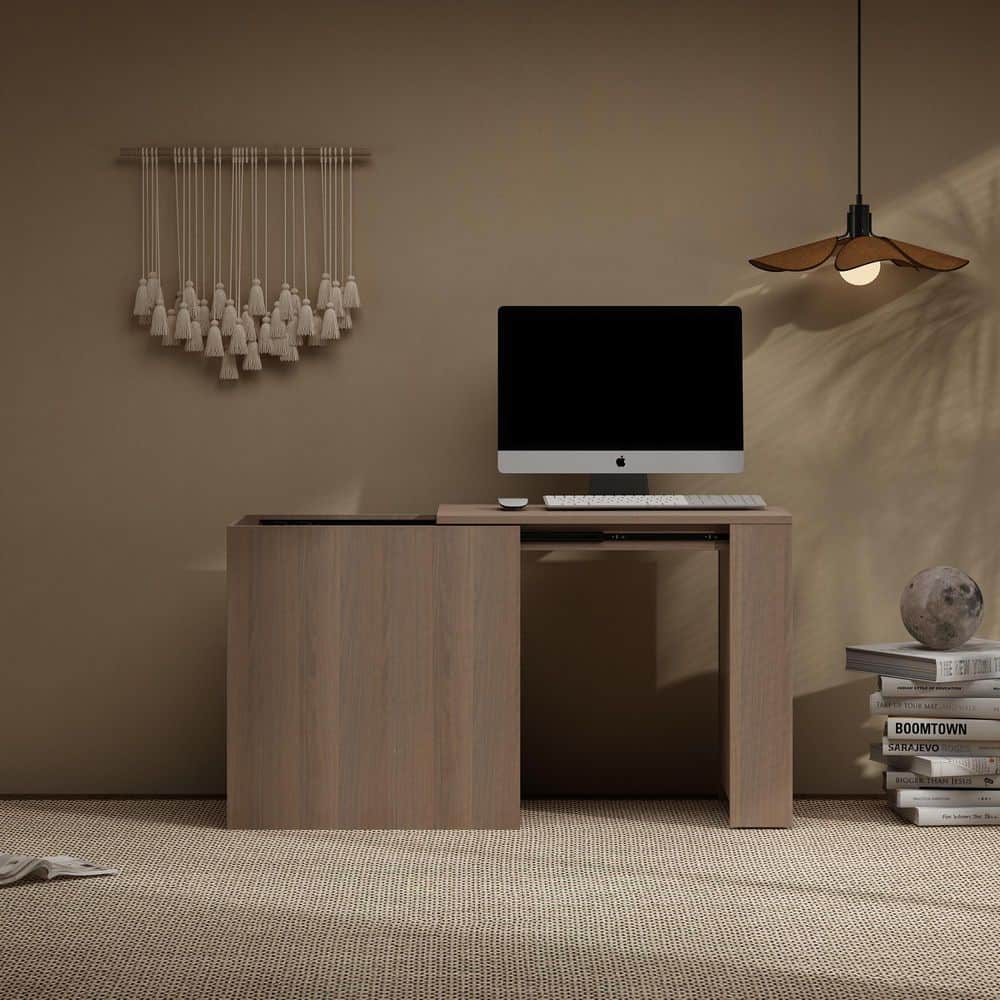 FUFU&GAGA 33.5 in. W Rectangle Brown Wood Grain Wooden 3-Drawer ...