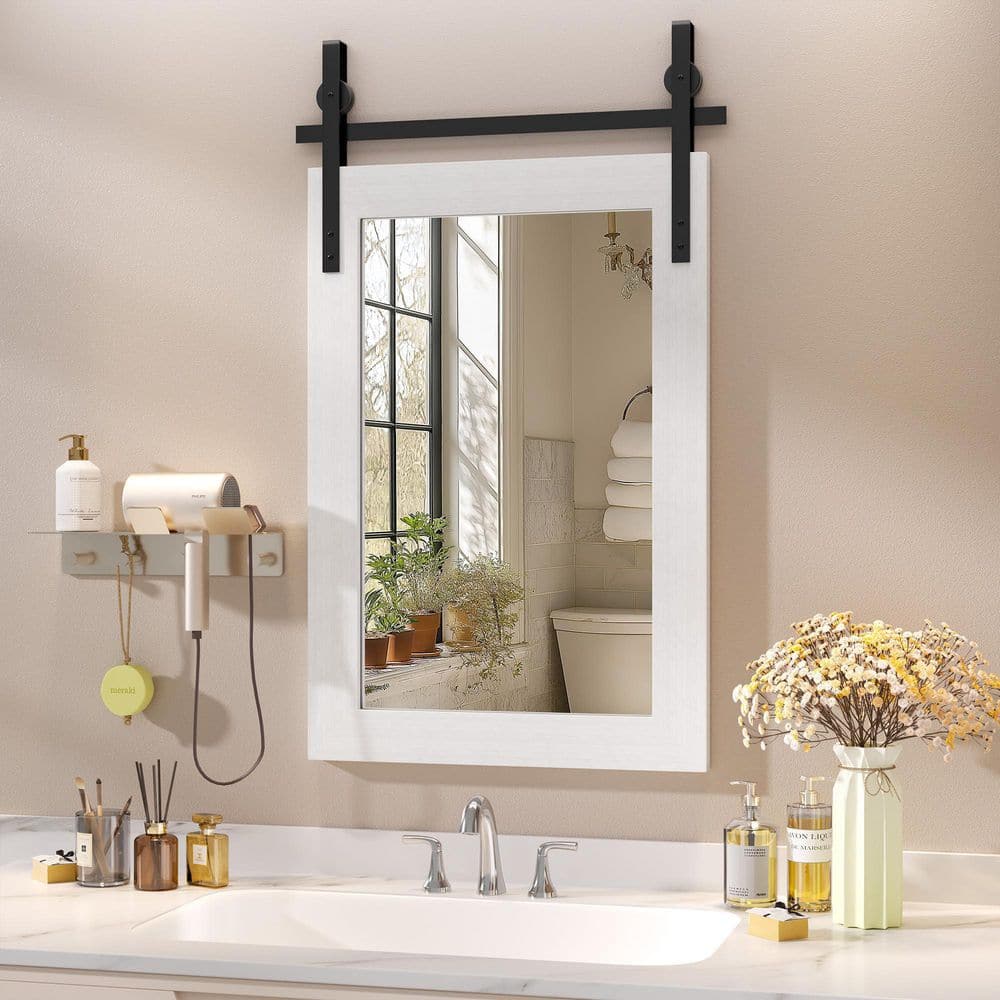 Vosuja White 18 in. W x 26 in. H Rectangle Wood Framed Farmhouse Wall ...