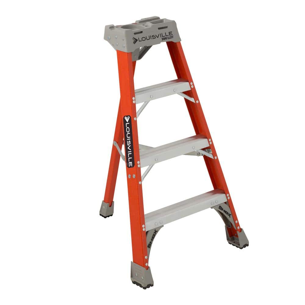 Louisville Ladder 4 ft. Fiberglass Tripod Step Ladder (8.5 in. Reach ...
