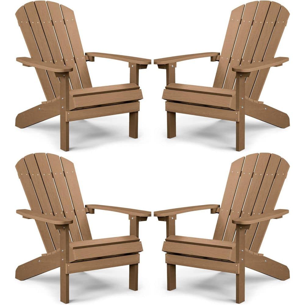 Mximu Classic Teak Plastic Outdoor Patio Adirondack Chair (Set of 4) BS005TD*4 - The Home Depot