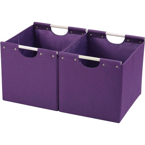Purple 13 in. x 13 in. Linen Decorative Basket Set of 2 Z09ZQNR2LC ...