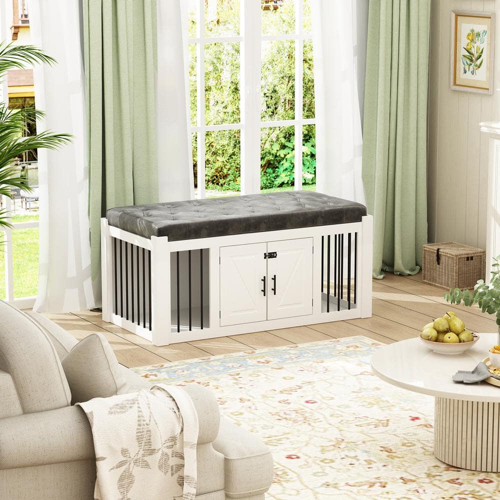 WIAWG Modern Bed End Bench Dog Crate, Dog Kennel Indoor Wooden Crate ... WIAWG Modern Bed End Bench Dog Crate, Dog Kennel Indoor Wooden Crate ...