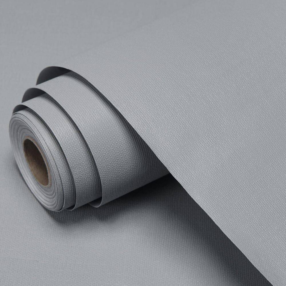 TUKTUK Fabrica 24 in. x 18 ft Light Grey Grasscloth Vinyl Peel Stick ...