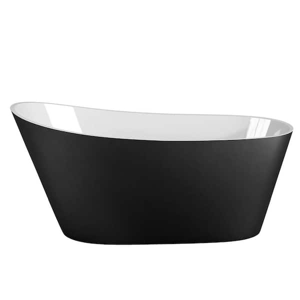 Getpro 59 in. x 29 in. Acrylic Freestanding Soaking Bathtub Matte Black ...